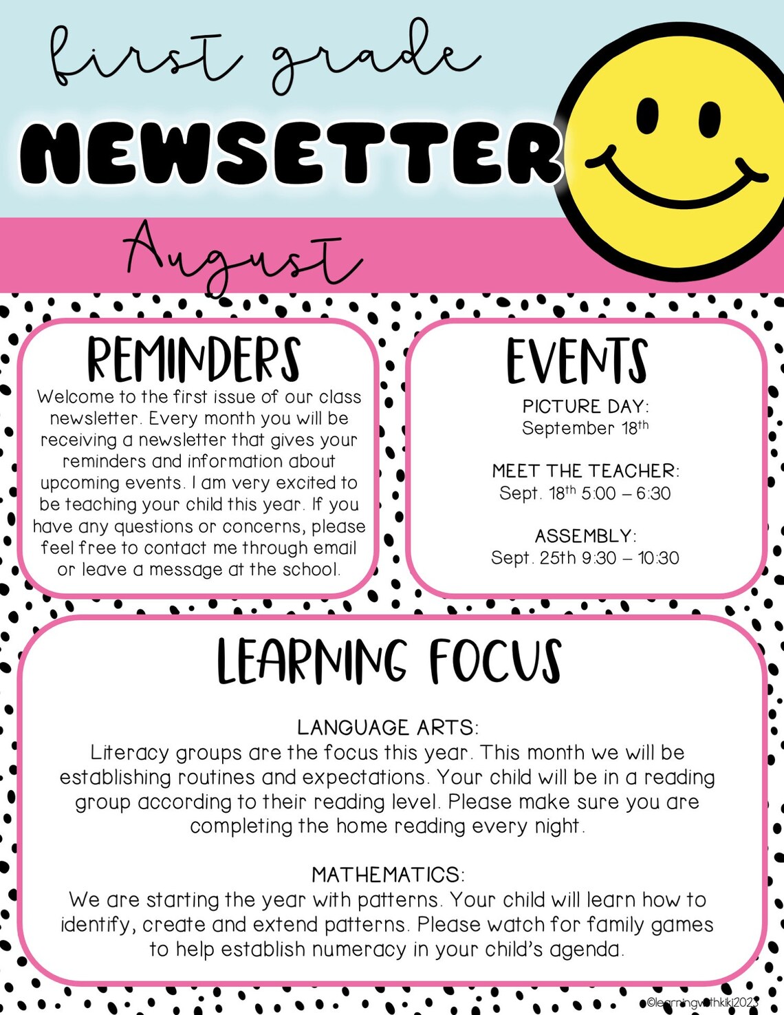 Happy Brights Classroom Newsletter, Template, Bright Classroom Decor - Etsy