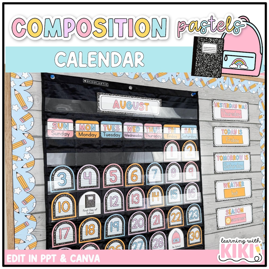 Classroom Calendar Display | Pocket Chart | Composition Notebook ...