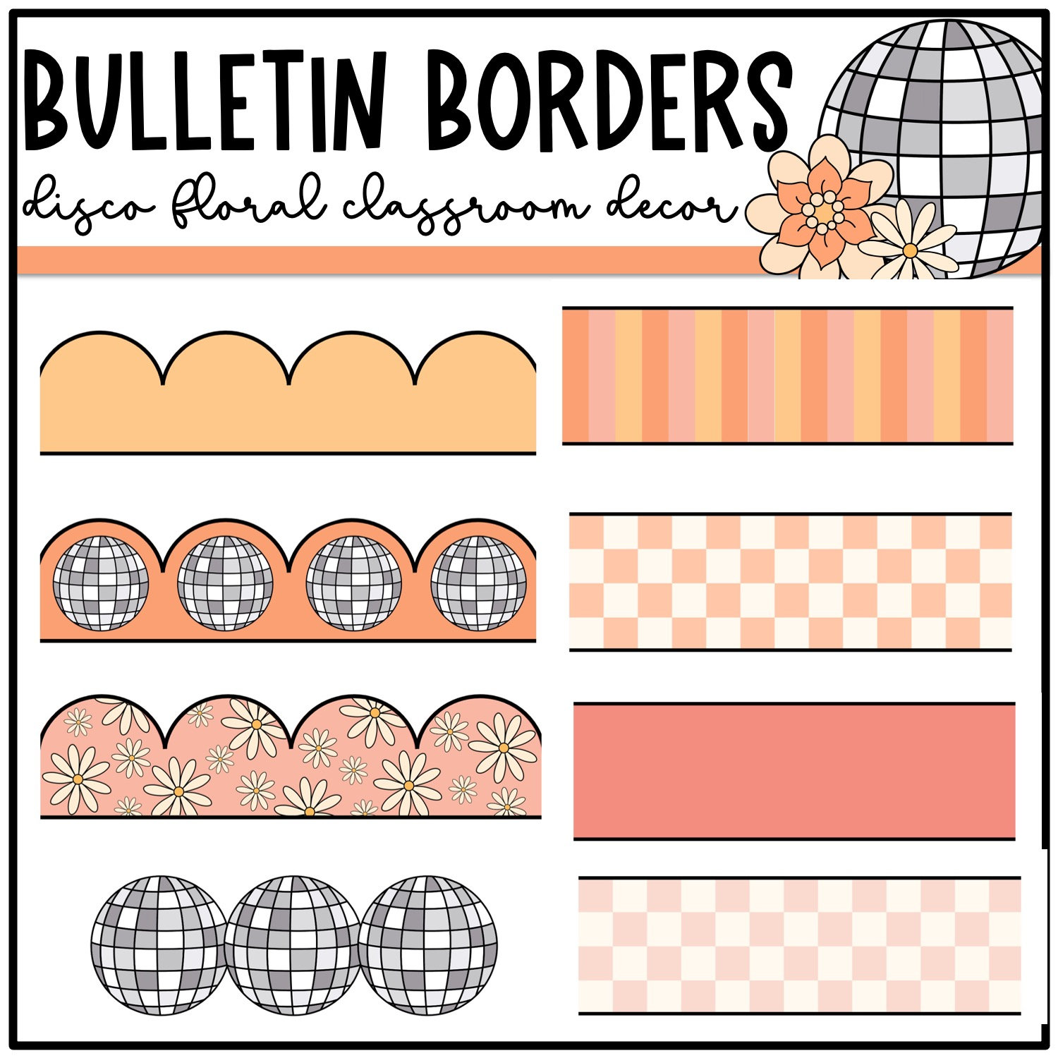 Disco Floral Bulletin Board Borders, Daisy, Retro Classroom Decor - Etsy