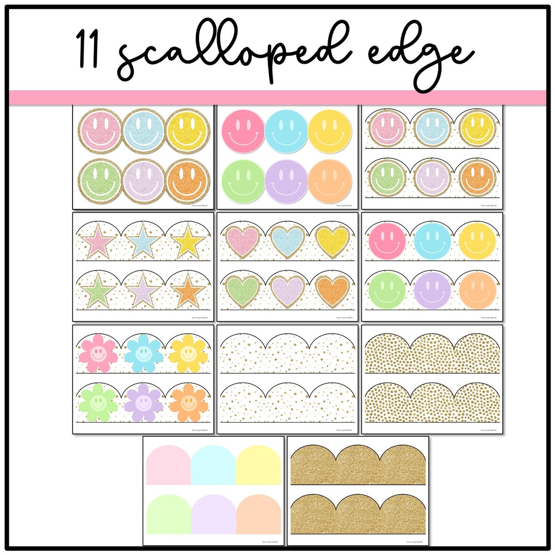 Retro Pastel Bulletin Board Borders, Smile Face Daisy, Varsity ...