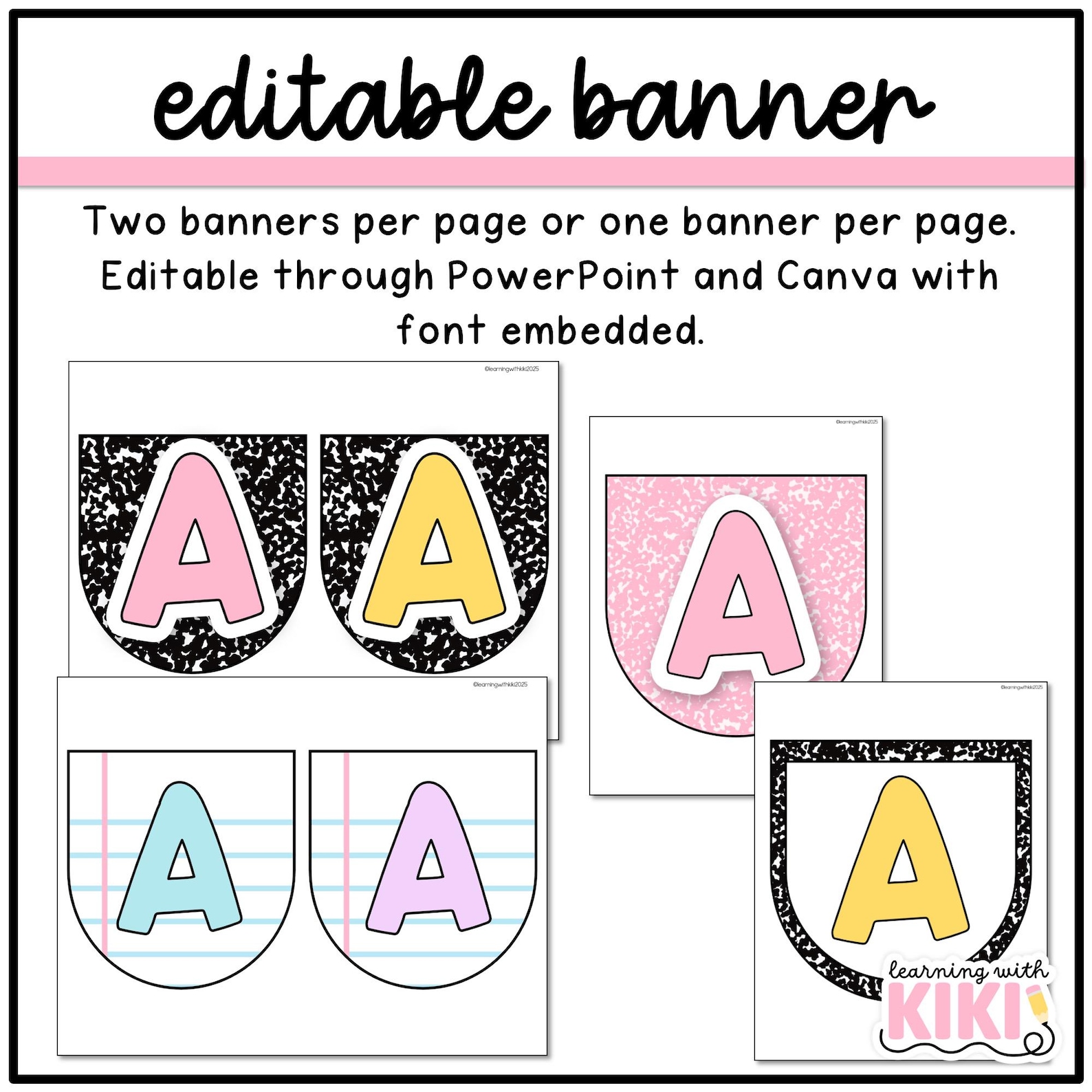 Composition Notebook Banner | Editable | Welcome Banner | Classroom ...