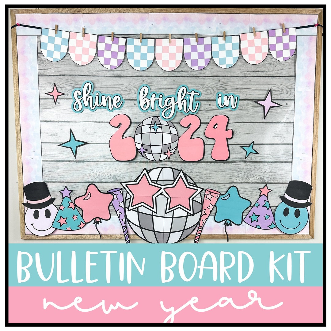 New Year Bulletin Board Kit Classroom Decor Retro 2024 - Etsy