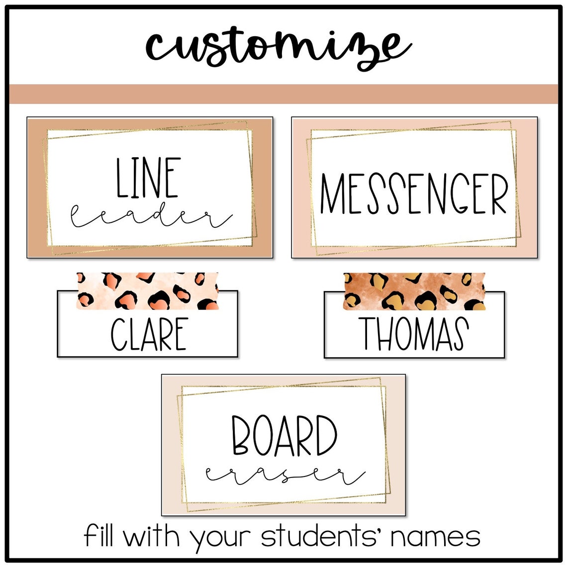 Modern Leopard Classroom Jobs, Cheetah Classroom Decor, Display - Etsy