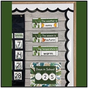 Eucalyptus and Gold Calendar | Pocket Chart | Botanical Classroom Decor ...