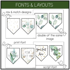 Eucalyptus and Gold Banner | Bunting | Bulletin Board | Botanical ...