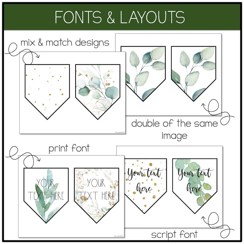 Eucalyptus and Gold Banner Bunting Bulletin Board - Etsy