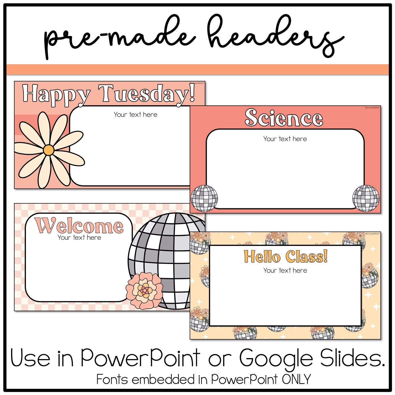 Retro Groovy Powerpoint and Google Slides™ Templates for Teachers With ...