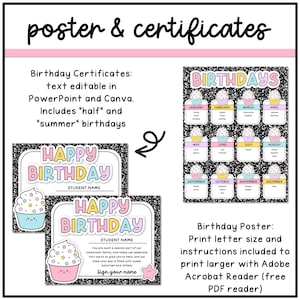 Composition Notebook Birthday Bulletin Board | Pastel Birthday Chart ...