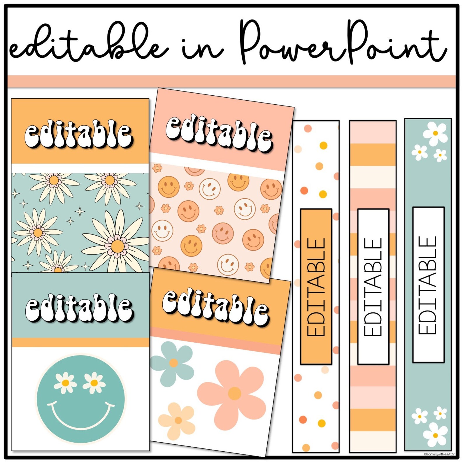 Boho Retro Binder Covers Editable Daisy Classroom Decor - Etsy