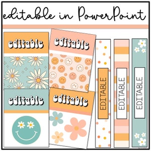Boho Retro Binder Covers | Editable | Daisy Classroom Decor - Etsy