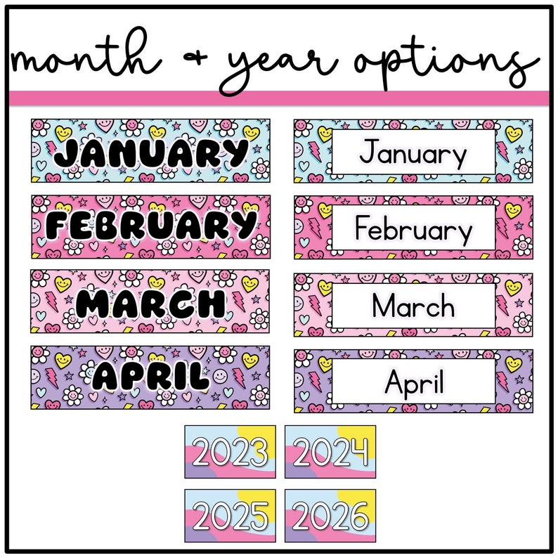 Happy Brights Calendar | Pocket Chart | Bright Classroom Decor - Etsy