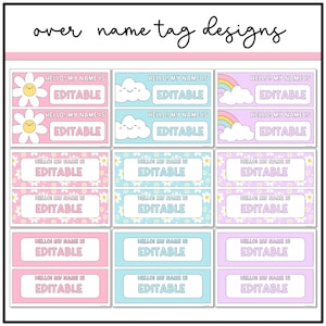 Pastel Dreams Name Tags and Labels | Editable - Etsy Canada