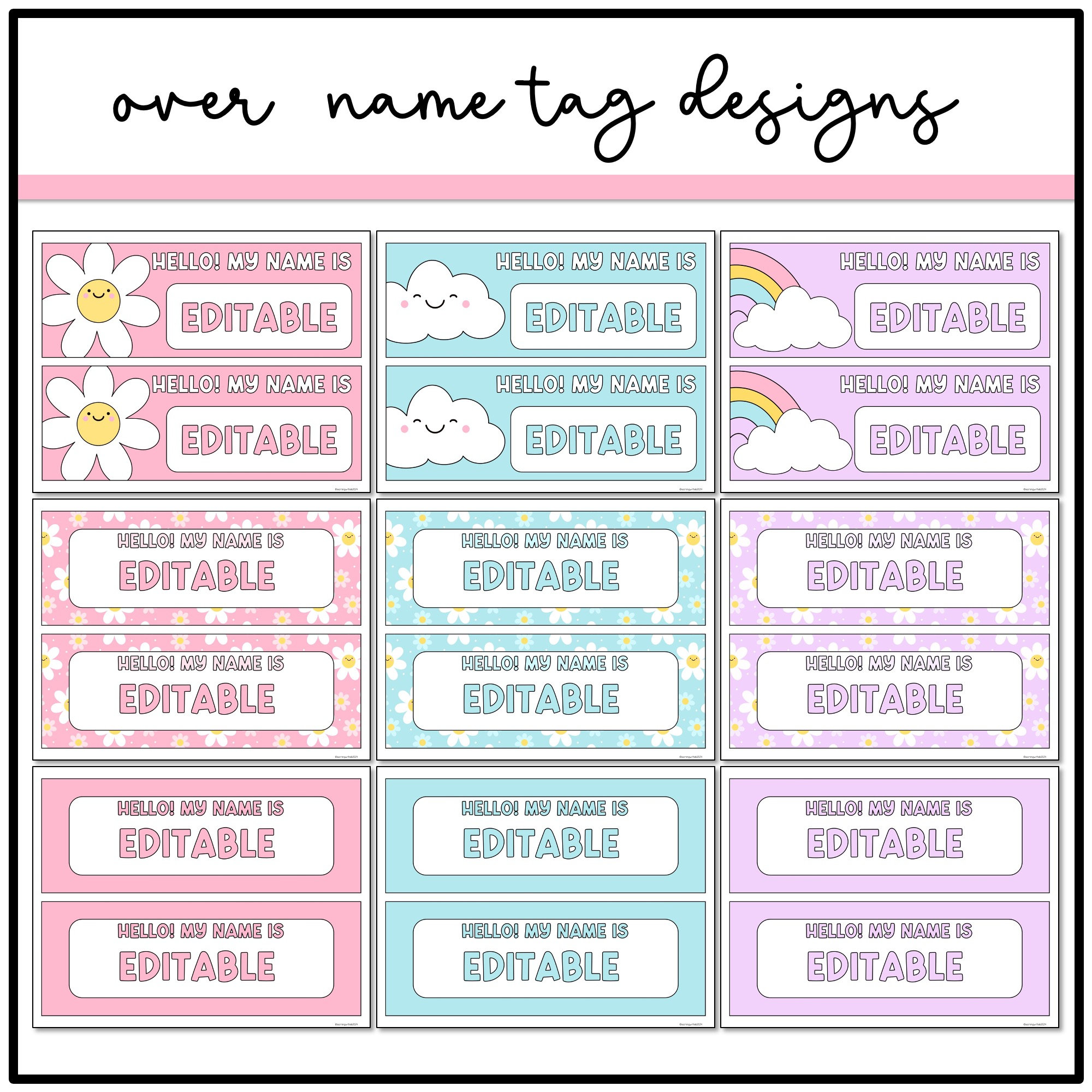 Pastel Dreams Name Tags and Labels | Editable - Etsy