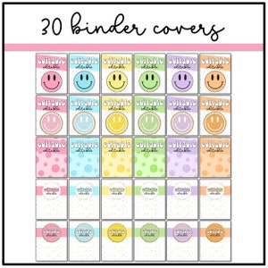 Retro Pastel Binder Covers | Editable | Happy Classroom Decor - Etsy