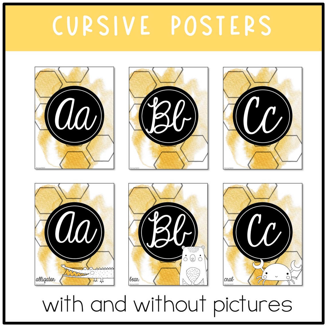 Bee Classroom Decor Alphabet Posters Number Posters Word - Etsy