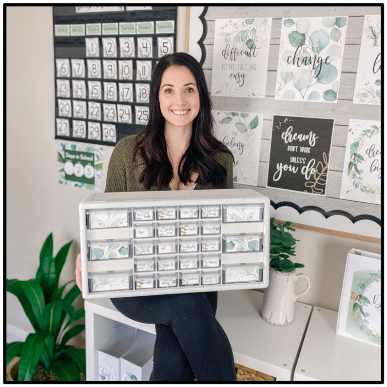 Eucalyptus and Gold Classroom Decor Bundle | Editable | Botanical - Etsy