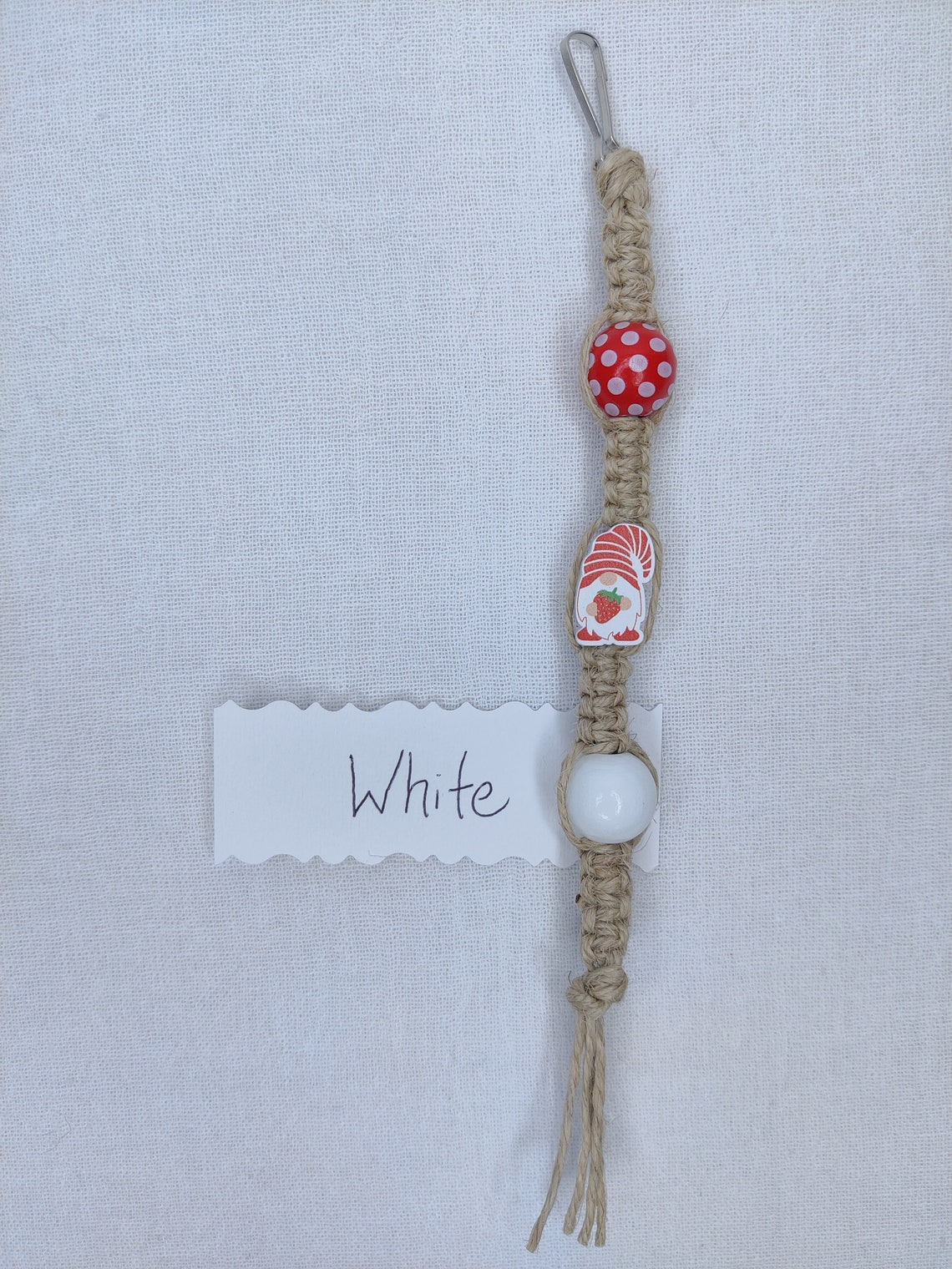 Hemp Keychain With Strawberry Themed Wooden Beads - Etsy