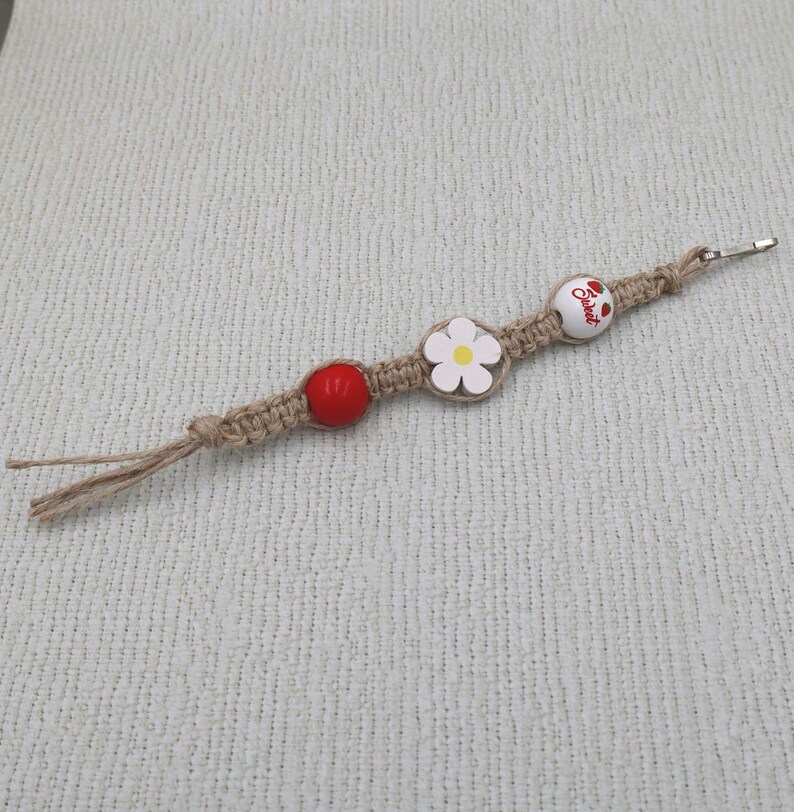Hemp Keychain With Strawberry Themed Wooden Beads - Etsy