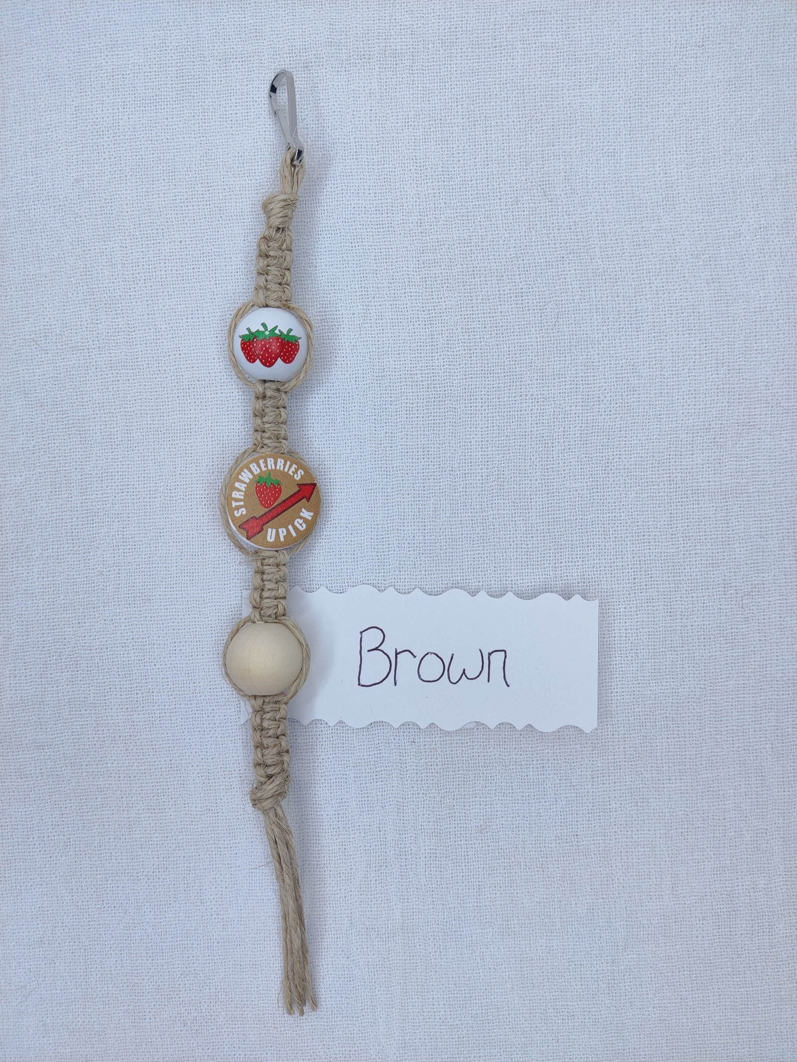Hemp Keychain With Strawberry Themed Wooden Beads - Etsy