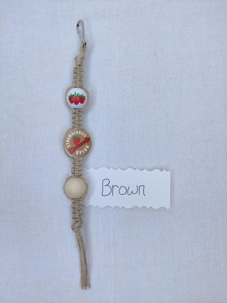 Hemp Keychain With Strawberry Themed Wooden Beads - Etsy