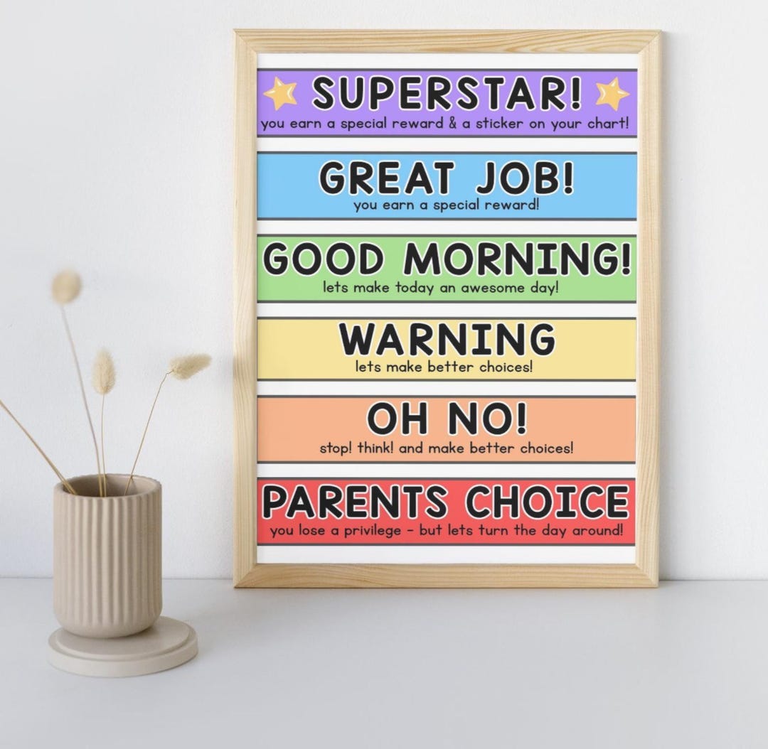Visual Behavior Clip Chart for Kids | Positive Discipline Rainbow ...