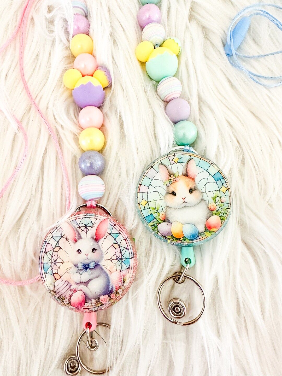 Easter Lanyards, Spring ID Holder, Beaded Lanyard, Teacher Gift, Badge ...