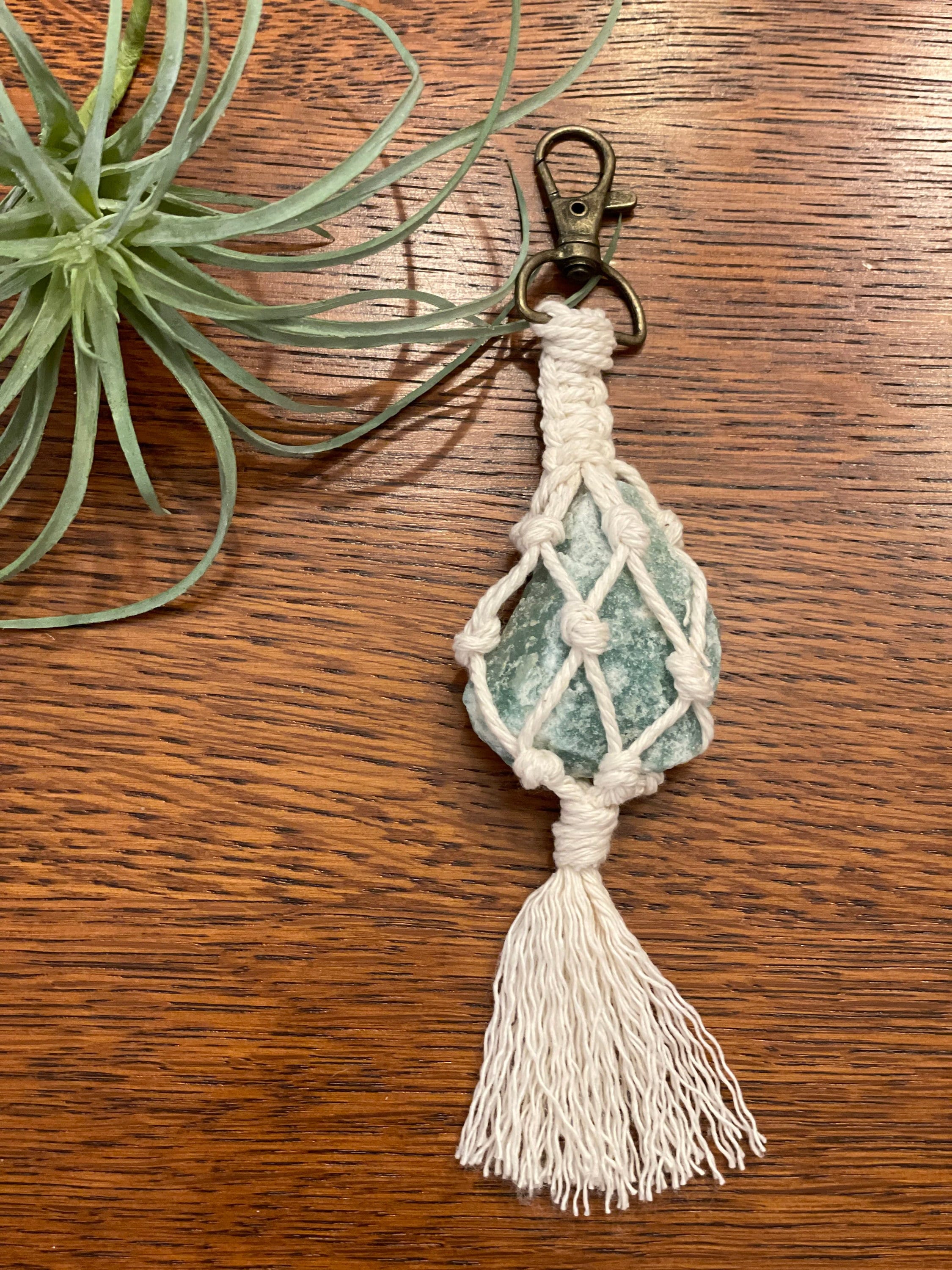 Square Knot Crystal Macrame Keychain - Etsy