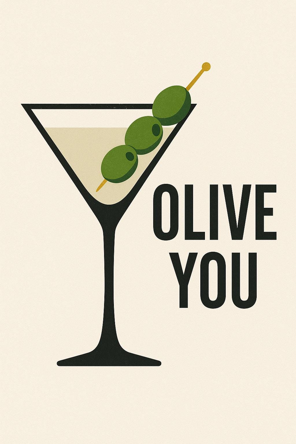 Modern Martini Art – Olive You Printable Kitchen Wall Decor - Etsy