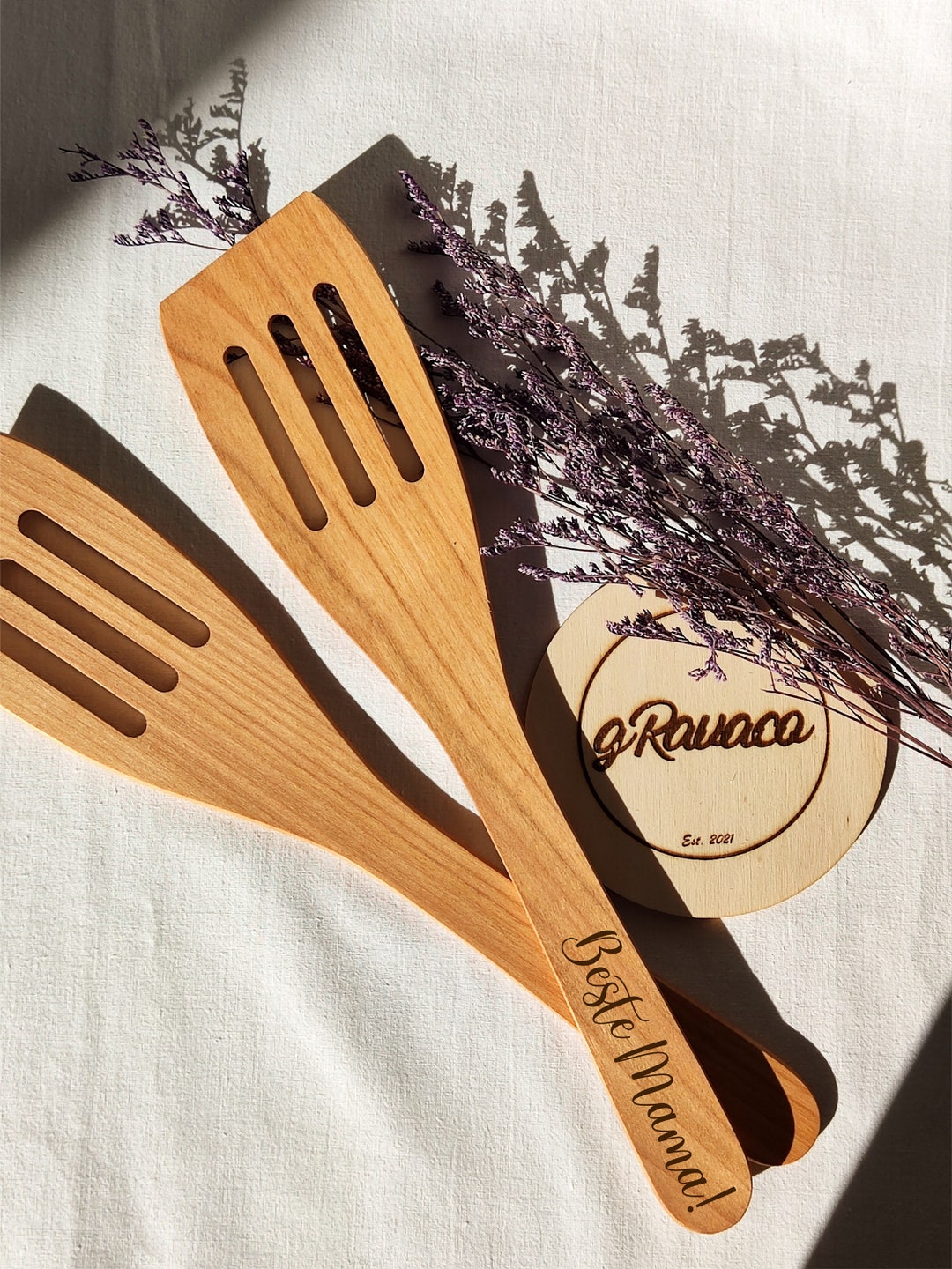 Personalized Cherry Wood Spatula With Engraving, Name or Saying - Etsy