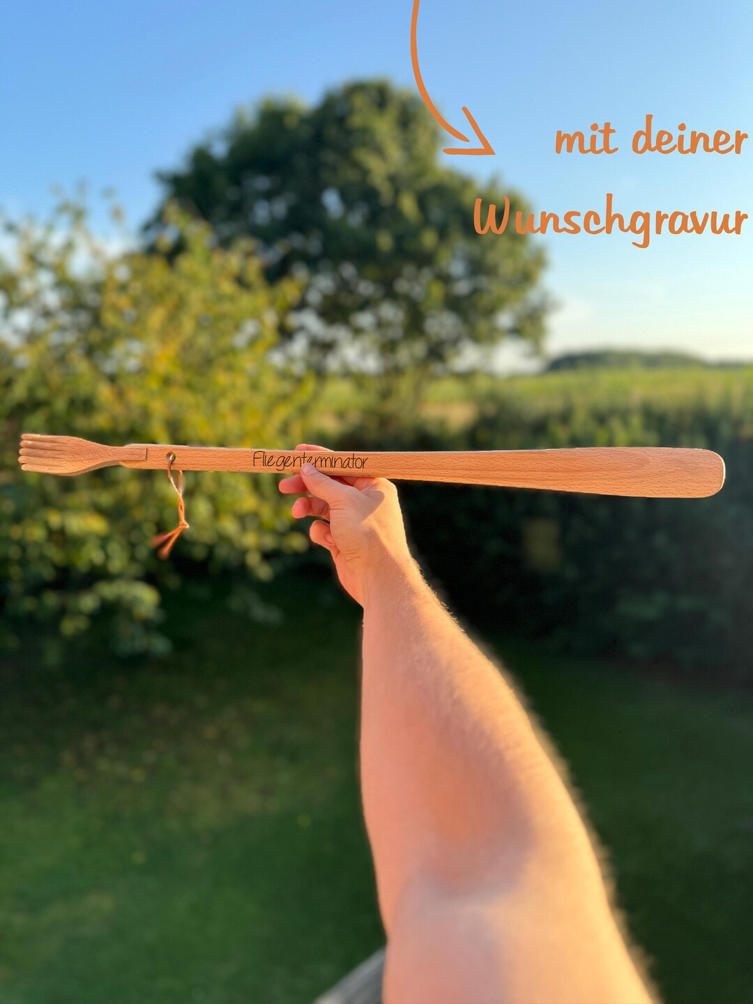 Personalized Wooden Back Scratcher and Shoe Horn, With Engraving, Oiled ...