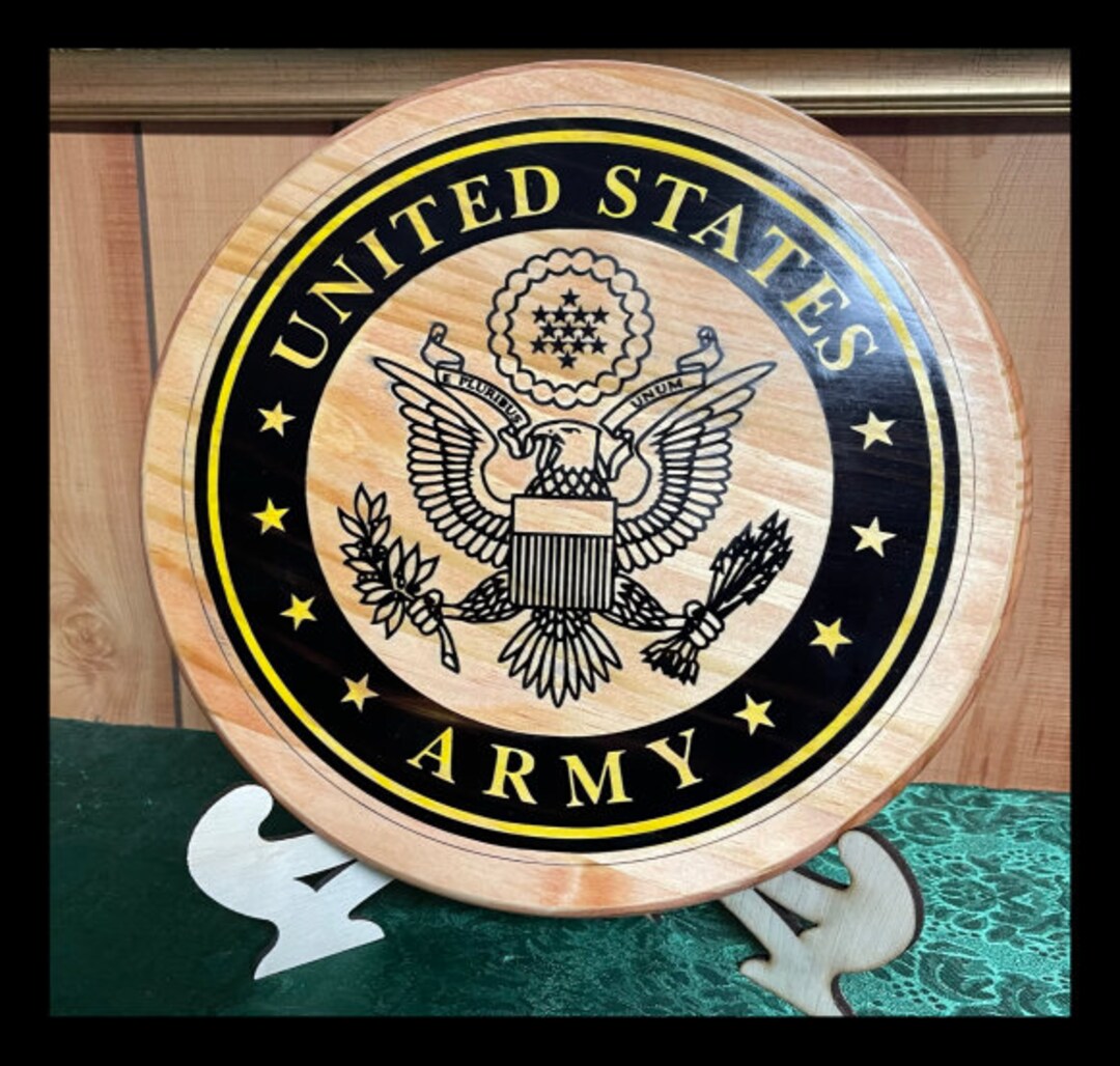Military Engraved Rustic Wood Round Signs With Military Logos, Gifts ...