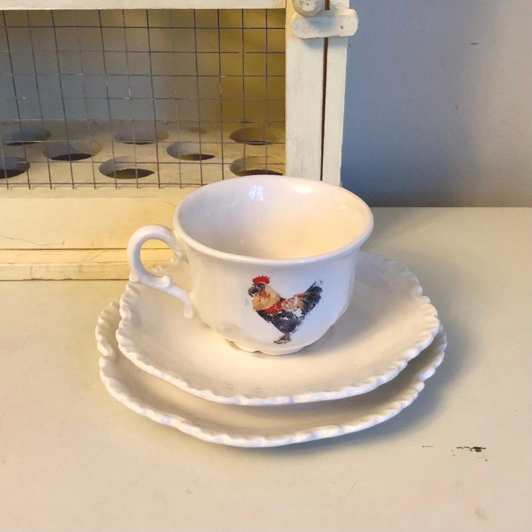 Rooster Tea Cup and Saucer Set - Etsy