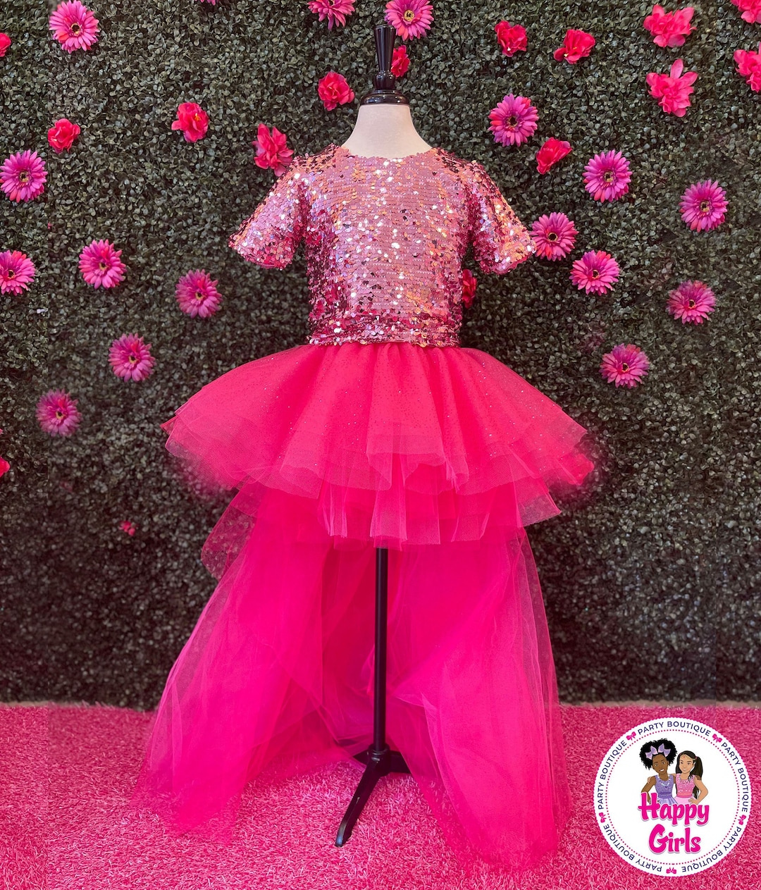 Ready to Ship Hot Pink Barb High Low Skirt - Etsy