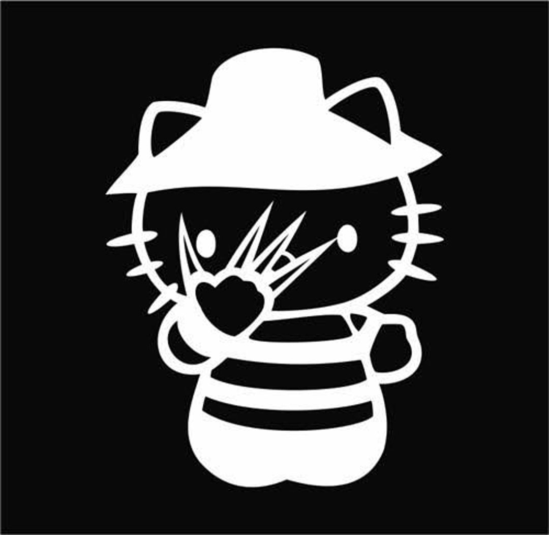 Hello Kitty-freddy Krueger Vinyl Decal - Etsy