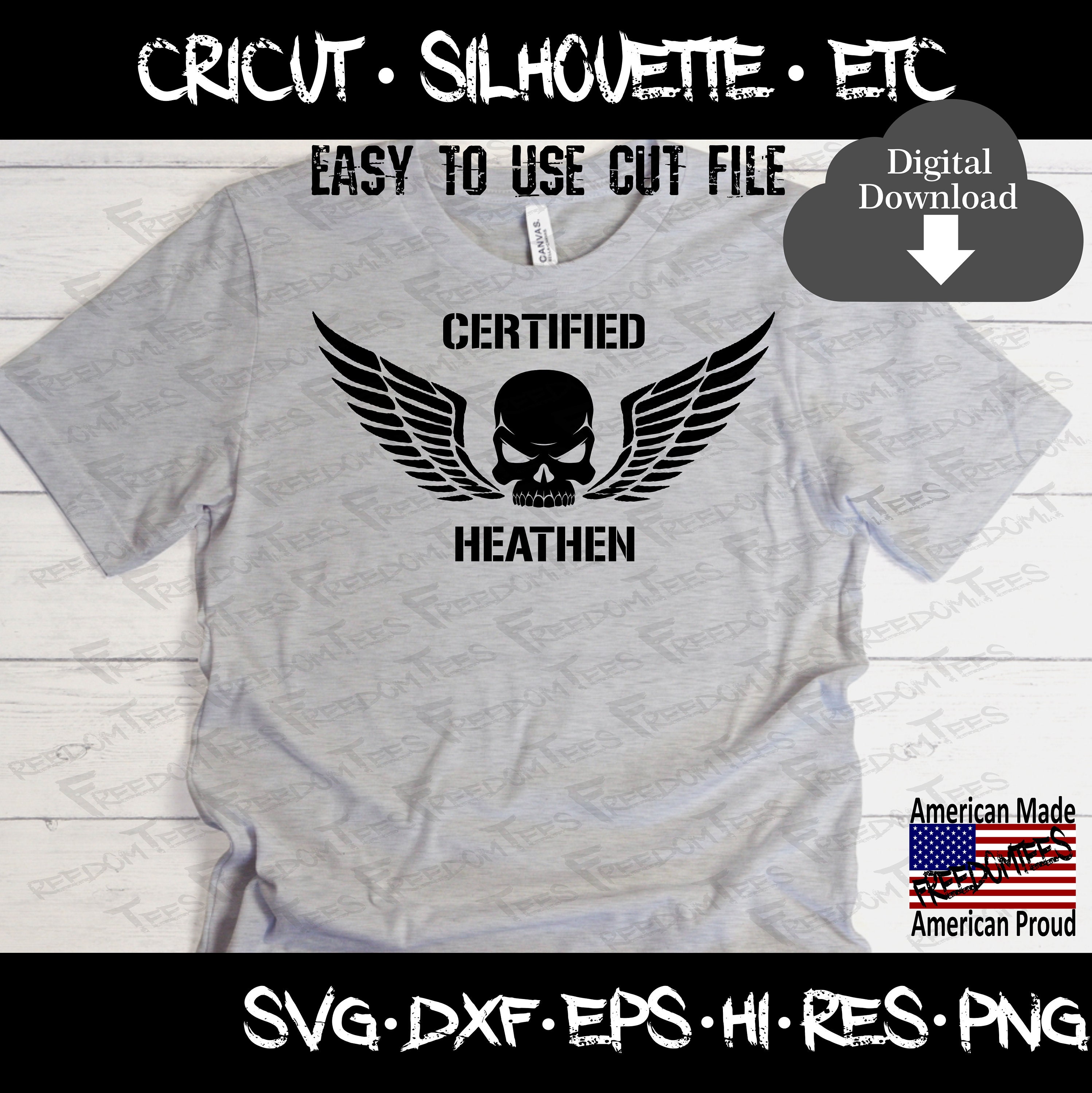 Skull Svg, Clipart, Wings, Heathen, Certified, Cricut, Silhouette ...