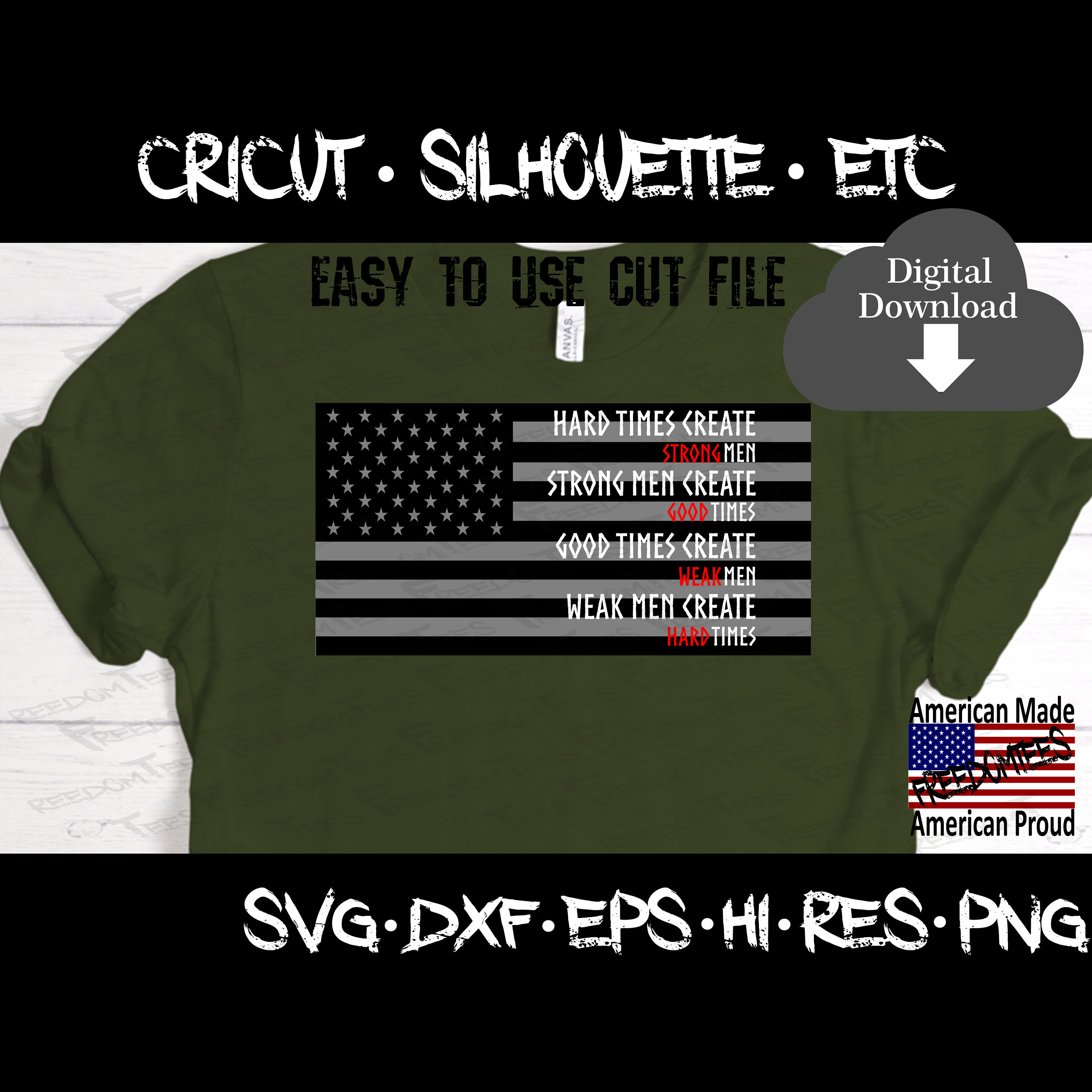 Hard Times Svg, Hard Times Create Strong Men Create Good Times, Subdued ...