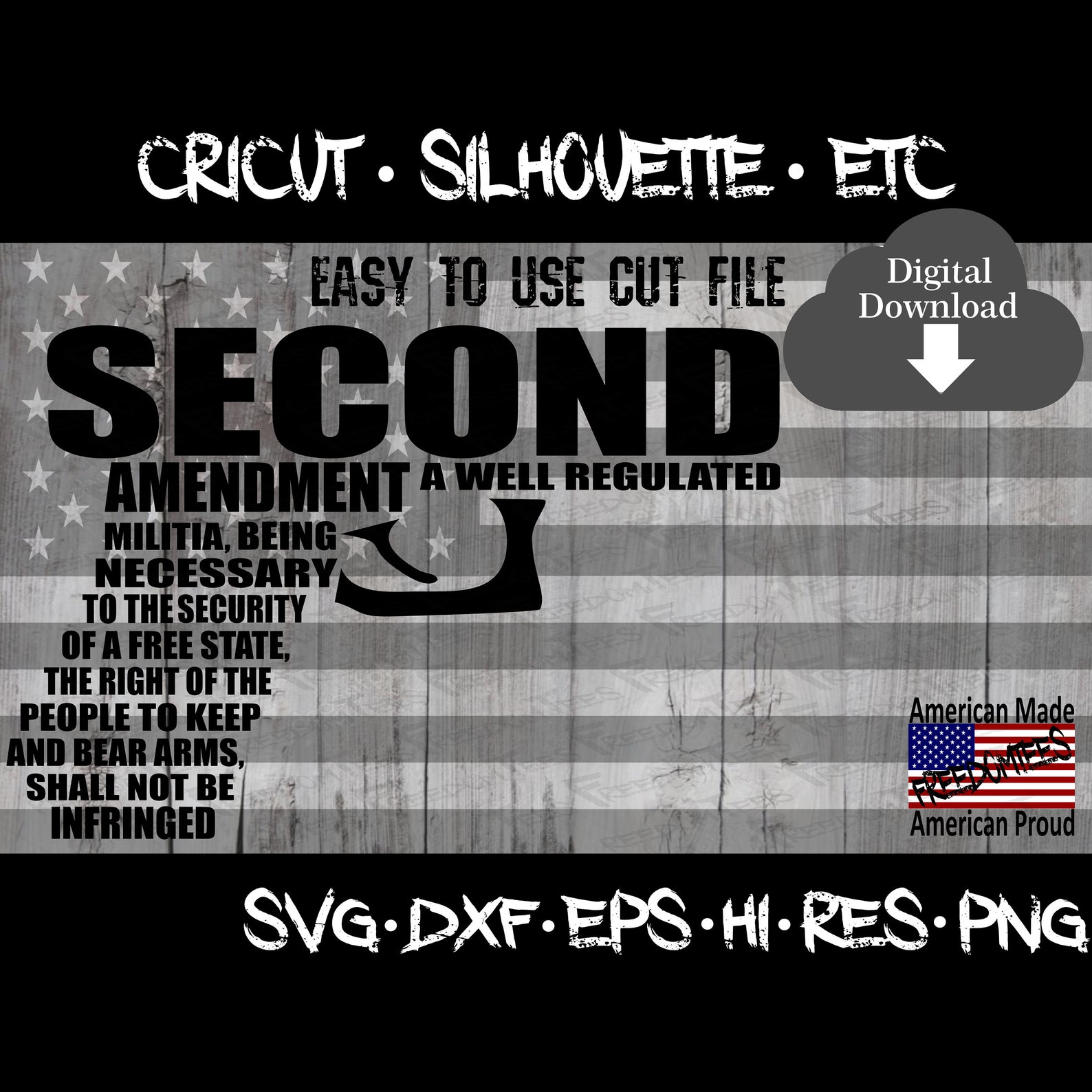 2nd Amendment Svg, Second Amendment Svg, Word Art, Cricut, Silhouette, Vector, Easy to Use ...