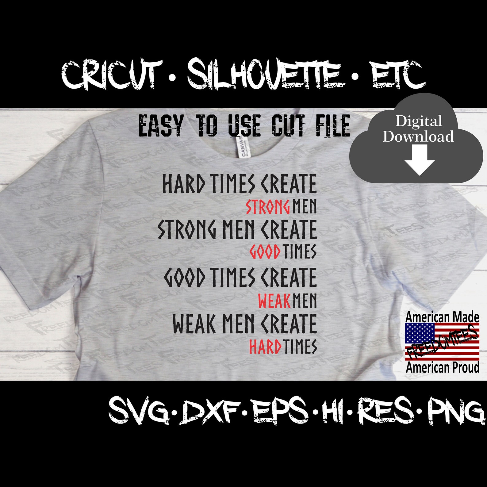 Hard Times SVG, Hard Times Create Strong Men Strong Men Create Good ...