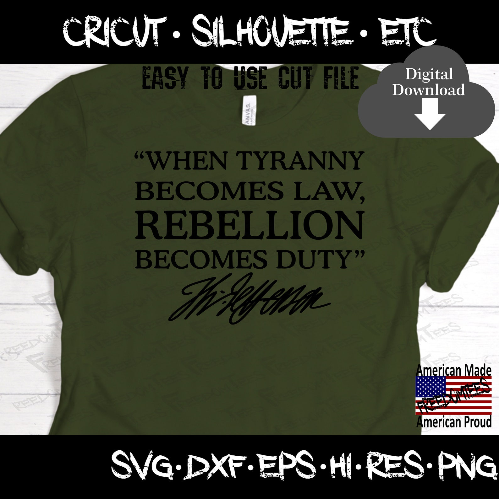 American Svg, When Tyranny Becomes Law, Rebellion Becomes Duty, Cricut ...