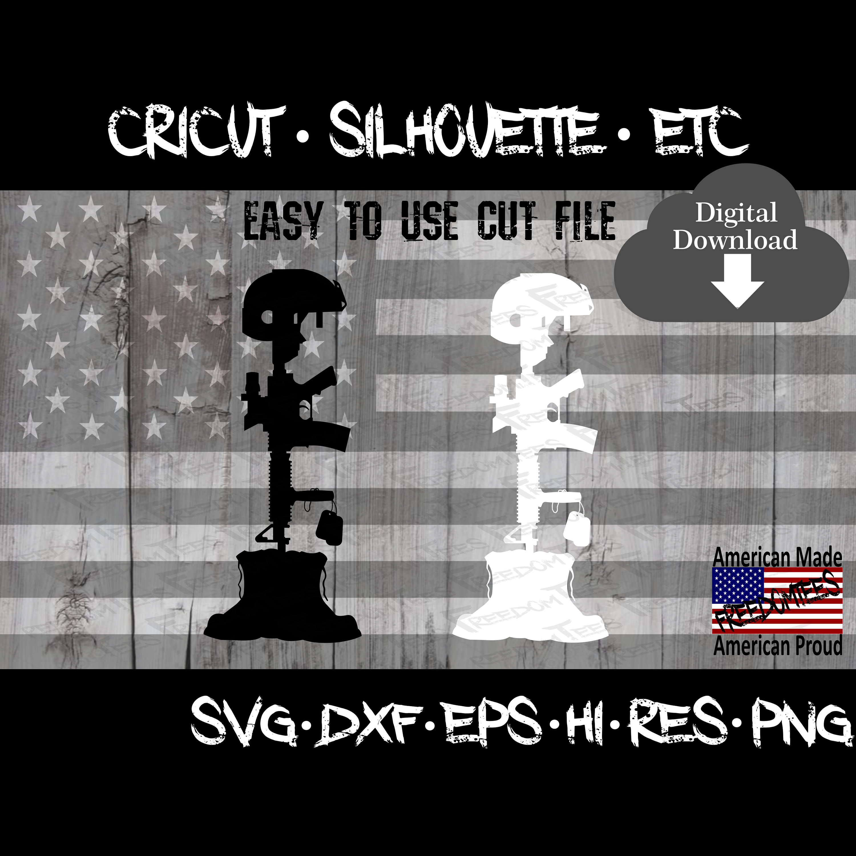 Fallen Soldier Battle Cross Silhouette