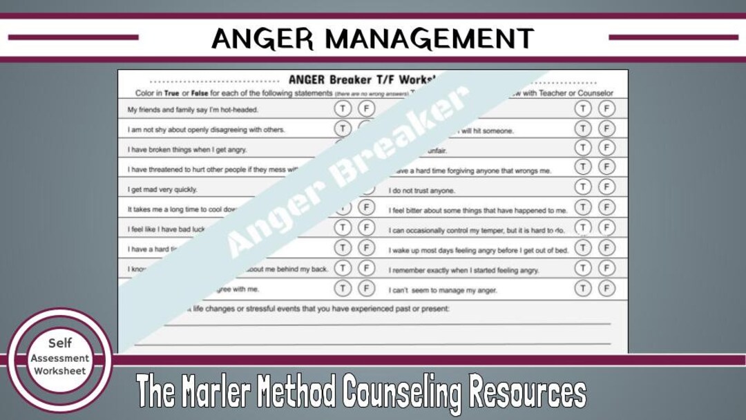 The ANGER BREAKER T/F CBT Worksheet Intake Tool for Teens or Students ...