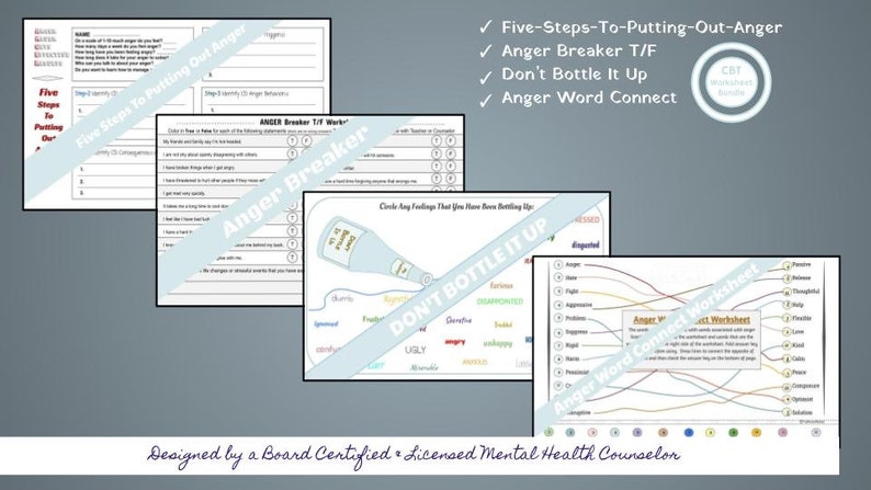 CBT Worksheet Bundle for Children & Teens, Emotional Regulation ...
