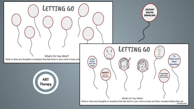 Art Therapy CBT Letting Go Worksheet for Mindfulness, Self-expression ...