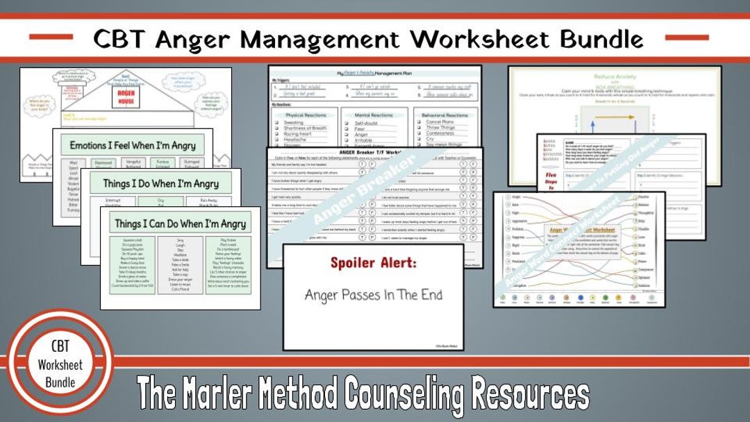 Anger Management CBT Worksheet Bundle: Teens & Children (digital ...