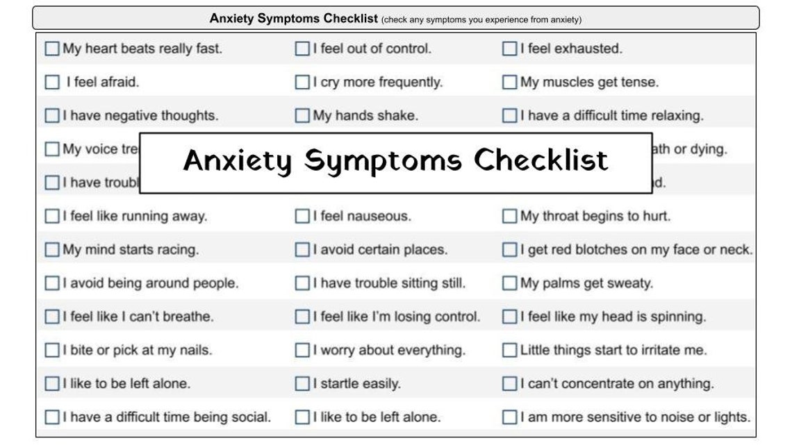 Anxiety Triggers & Symptoms Self-assessment Scale / Worksheet With ...
