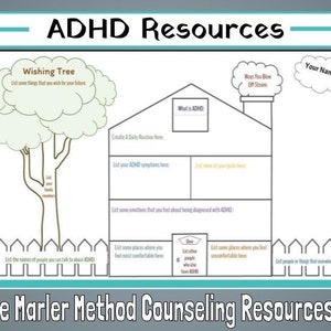 The ADHD House Art Therapy Worksheet / CBT Self-expression Activity for ...