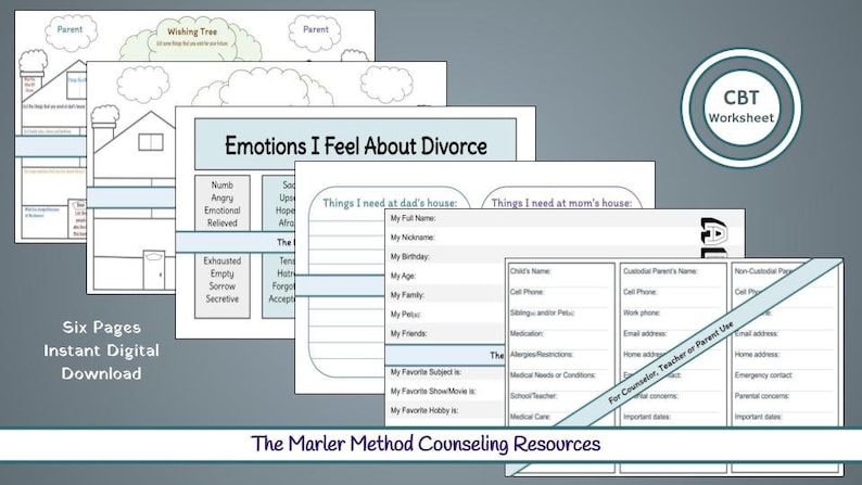 The "two-houses" CBT / ART Therapy Worksheet Activity for Kids Coping W ...