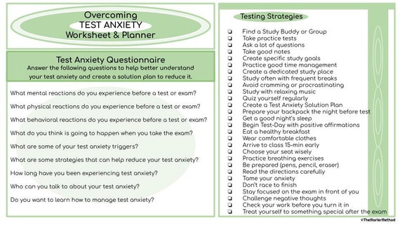 Test Anxiety Worksheets Anxiety Worksheets | Mental Health Worksheets