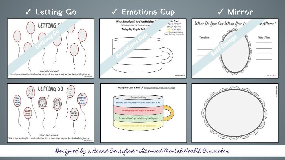 CBT Worksheet / Activity Bundle for Children & Teen Counseling W Art ...