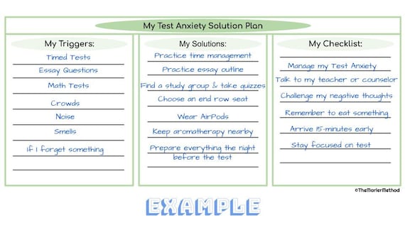 Worksheets Test Anxiety